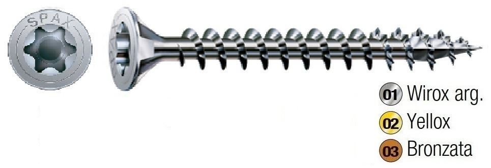 Vite SPAX modello 941 testa piana svasata taglio torx 3x25 per fissagg